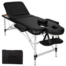 TecTake 3 Zonen Massageliege mit 5cm Polsterung und Aluminiumgestell - schwarz