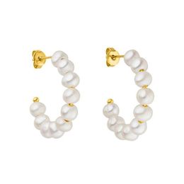 PURELEI Paar Creolen Schmuck Geschenk Aina Ohrringe, 2125-Earring-Aina, mit Süßwasserzuchtperle, gelb|goldfarben|weiß