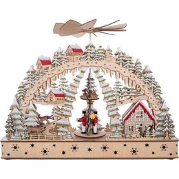 MyFlair Möbel & Accessoires LED Schwibbogen Weihnachtsdeko (1-tlg), aus Holz, mit LED Beleuchtung, Höhe ca. 38 cm, beige