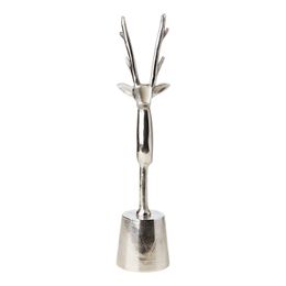 Macosa Home Dekofigur Deko-Figur Skulptur Weihnachten, Winter-Dekoration Wohnaccessoire Rentierdeko, silberfarben