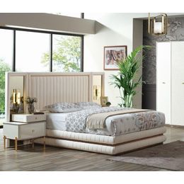 JVmoebel Schlafzimmer-Set Modern Schlafzimmer Set Bett + 2x Nachttische Design Möbel 3 tlg, (3-St., 1x Bett + 2x Nachttische), Made in Europa, weiß