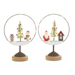 MF Dekoobjekt Festliche 2er Set LED Weihnachtsdeko - Weihnachtsmann, Haus, Schneeman