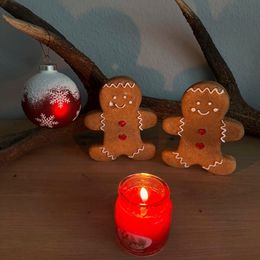 Online-Fuchs Weihnachtsfigur 2er Set Lebkuchenfigur Mini, Maße (BxHxT) 14 x 11 x 2 cm, Weihnachtsdeko, braun
