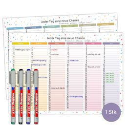 TOBJA Wandkalender Immerwährender Kalender A4 abwischbar +4 Stifte, Geburtstagskalender Dauerkalender