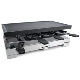 Steba Raclette Premium Guß-Raclette RC 68, 8 Raclettepfännchen, 1200,00 W, antihaftbeschichtete Grillplatte, für 8 Personen, Edelstahl, schwarz