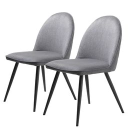 möbelando möbelando Stuhl MINTO (2er-Set), aus Grau in Grau mit Absetzungen in Metall Schwarz Lackiert