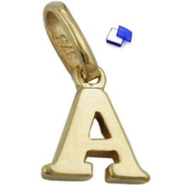 unbespielt Buchstabenanhänger Anhänger Kettenanhänger für Halskette Unisex Buchstabe A 375 Gold 9 kt 8 x 6.5 mm