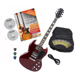 Rocktile E-Gitarre Pro S-Red elektrische Gitarre Cherry