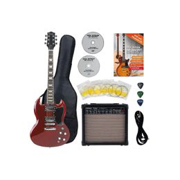 Rocktile E-Gitarre Pro S-Red elektrische Gitarre Cherry