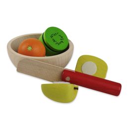 Erzi® Spiellebensmittel, Obstsalat Holzspielzeug mit Schüssel