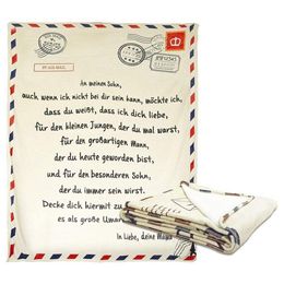 GelldG Kinderdecke Fleecedecke An Meine Sohn Brief Gedruckt Quilts Luftpost Decke