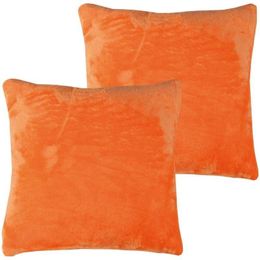 Bestlivings Dekokissen Kuschel Celina 2er Pack, in der Größe 50 x 50cm - Orange - Kissenbezug mit Reißverschluss - Orange