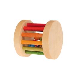 GRIMM´S Spiel und Holz Design Greifling Babyroller Regenbogenfarben Greifling mit Holzkugeln Rassel Baby