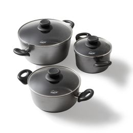 Stoneline® Topfset 6 teilig mit Glasdeckel, beschichtete Aluguss Töpfe Backofen & Induktion geeignet