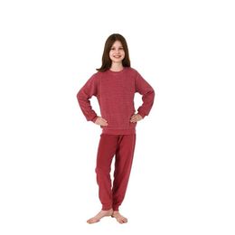 Normann Pyjama Mädchen Frottee Pyjama langarm mit Bündchenin Streifenoptik