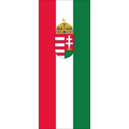flaggenmeer Flagge Flagge Ungarn mit Wappen 110 g/m² Hochformat