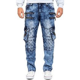 KOSMO LUPO 5-Pocket-Jeans Auffällige Herren Hose BA-KM060 Blau W40/L34 (1-tlg) mit Verzierungen und Nieten