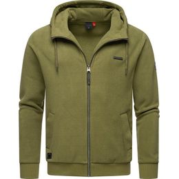 Ragwear Kapuzensweatjacke Natte Zip Fleece Herren leichte basic Fleecejacke mit Kapuze, grün