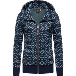 Ragwear Sweatjacke Cinda Zip Cooler Damen Zip-Hoodie mit Kapuze und Print, blau