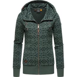 Ragwear Sweatjacke Cinda Zip Cooler Damen Zip-Hoodie mit Kapuze und Print, grün