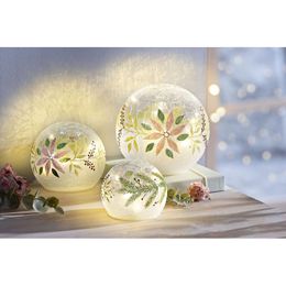 LED-Glaskugeln "Winterflowers" 3er-Set