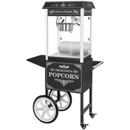 ROYAL CATERING Retro Popcornmaschine Popcornmaker Popcornautomat 1600W 5kg h Schwarz mit Wagen