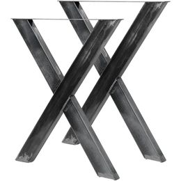 Tischkufen Tischbeine im X-Profil 72x60cm lackierter Stahl klarlackbeschichtet Tischgestell - silbergrau