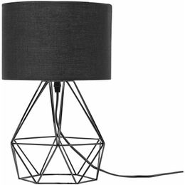 Beliani Tischlampe Schwarz Metall 35 cm Stoffschirm Lampenfuß Diamantform Kabel mit Schalter Modernes Design - Schwarz