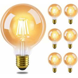 Led Gluehbirne E27 Vintage Lampe - G95 Leuchtmittel edison Light Bulb 2700K 4W Glühlampe Warmweiß Filament Retro Birne Glas Antike Energiesparlampe
