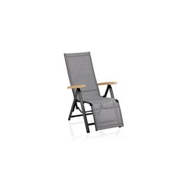 Kettler Cirrus Relaxsessel Aluminium/Outdoorgewebe Teak Armlehnen Anthrazit-Grau/Anthrazit Aluminium/Outdoorgewebe