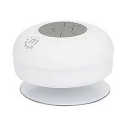 Manhattan Bluetooth Shower Speaker (Clearance Pricing), Waterproof design with suction-cup mount, Omnidirectional Mic, Integrated Controls, 5 hour Playback time, Range 10m, Output 3W, USB-A charging cable included, Bluetooth v4.0, White, 3 Years W...