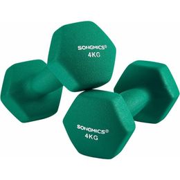 Songmics Kurzhanteln, 2er Set, 4 kg, Krafttraining, zu Hause, im Büro, Fitnessstudio, schwarz SYL68GN - Grün