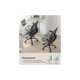 Songmics Bürostuhl, Schreibtischstuhl, Drehstuhl mit Netzbespannung, ergonomisch, gepolsterte Lendenstütze, Wippfunktion, 53 cm große Sitzfläche, klappbare