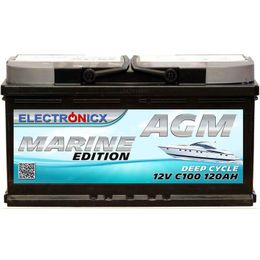 ELECTRONICX - Marine Edition Batterie agm 120 ah 12V Boot Schiff Versorgungsbatterie
