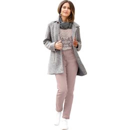 Damen Kurzmantel in Boucl&eacute;-Optik grau-ros&eacute;, Gr&ouml;&szlig;e 50