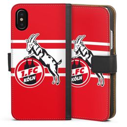 DeinDesign iPhone X Handy Klapph&uuml;lle Handyh&uuml;lle aus Kunst Leder schwarz Flip Case Official Licensed Product Coat Of Arms 1. Fc K&ouml;ln Sideflip mit langer Lasche