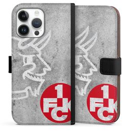 DeinDesign iPhone 14 Pro Max Handy Klapph&uuml;lle Handyh&uuml;lle aus Kunst Leder schwarz Flip Case 1. Fck Devil 1. Fc Kaiserslautern Sideflip mit Lasche