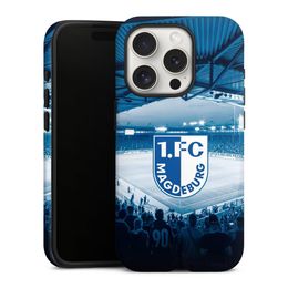 DeinDesign iPhone 15 Pro Handy Panzer Handyh&uuml;lle robuste Outdoor H&uuml;lle Schutzh&uuml;lle matt Stadium 1. Fcm 1. Fc Magdeburg Tough Case