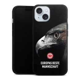 DeinDesign iPhone 15 Handy Premium Silikon H&uuml;lle Handyh&uuml;lle schwarz Case European Cup Official Licensed Product Eintracht Frankfurt Silikon Premium Case