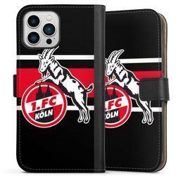 DeinDesign iPhone 13 Pro Max Handy Klapph&uuml;lle Handyh&uuml;lle aus Kunst Leder schwarz Flip Case Official Licensed Product 1. Fc K&ouml;ln Logo Sideflip mit langer Lasche