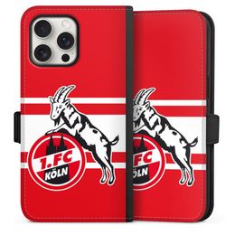 DeinDesign iPhone 15 Pro Max Handy Klapph&uuml;lle Handyh&uuml;lle aus Kunst Leder schwarz Flip Case Official Licensed Product Coat Of Arms 1. Fc K&ouml;ln Sideflip mit Lasche