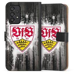 DeinDesign Galaxy A33 5G Handy Klapph&uuml;lle Handyh&uuml;lle aus Kunst Leder schwarz Flip Case Vfb Stuttgart Bundesliga Official Licensed Product Sideflip mit langer 