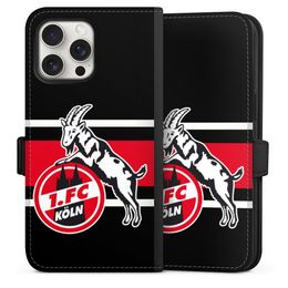 DeinDesign iPhone 15 Pro Max Handy Klapph&uuml;lle Handyh&uuml;lle aus Kunst Leder schwarz Flip Case Official Licensed Product 1. Fc K&ouml;ln Logo Sideflip mit Lasche