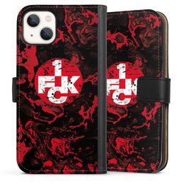 DeinDesign iPhone 13 Handy Klapph&uuml;lle Handyh&uuml;lle aus Kunst Leder schwarz Flip Case 1. Fc Kaiserslautern 1. Fck Logo Sideflip mit Lasche