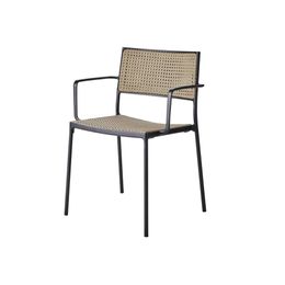 Cane-Line Less Stuhl mit Armlehne, Geflechttyp D Lava Grey Aluminium/Geflecht