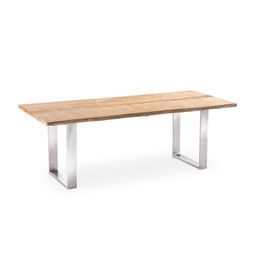 Niehoff Solid Tisch versch. Gestelle 220 - 280x95 cm Braun/Silber Teak gebürstet/Edelstahl