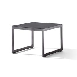 SIEGER Loungetisch mit Glasplatte 60x60x44 cm /Eisengrau Glas/Aluminium