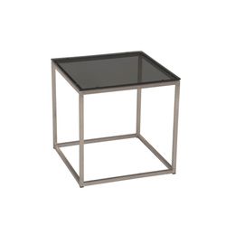 Stern Beistelltisch Edelstahl/Glas 45x45 cm Schwarz/Silber Glas/Edelstahl