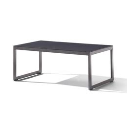 SIEGER Loungetisch mit Glasplatte 110x60x44 cm /Weiß Glas/Aluminium