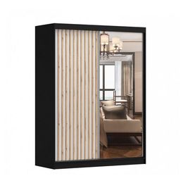 MOEBLO Kleiderschrank LABI (Schiebtüren Schlafzimmer Wohnzimmerschrank mit Lamellen und Spiegel
